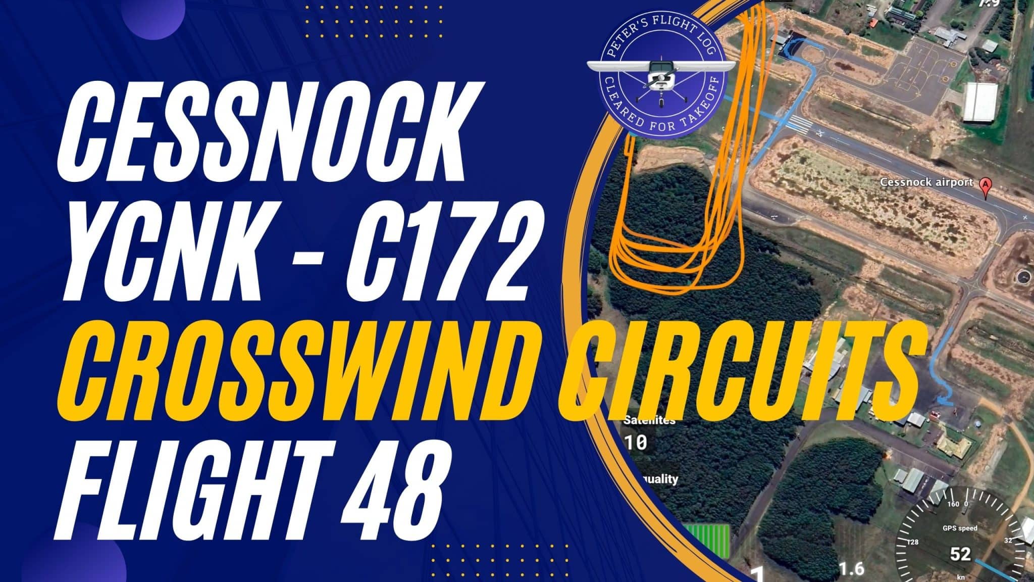 Flight 48: Crosswind circuits Cessnock C172 - Peter's Flight Log